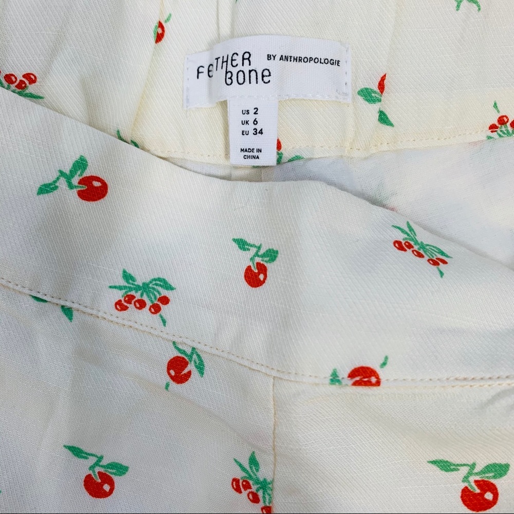 Anthropologie Cherry Print High Rise Wide Leg Pant - Gem